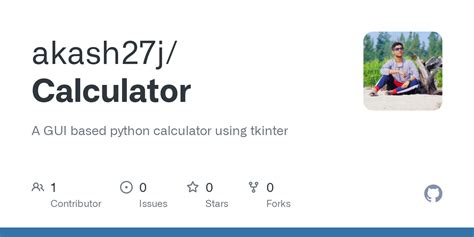 Github Akash27jcalculator A Gui Based Python Calculator Using Tkinter