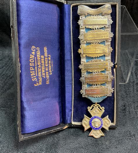 Sterling Silver Masonic Jewel For Attendance 1924 With Six Claspsbars