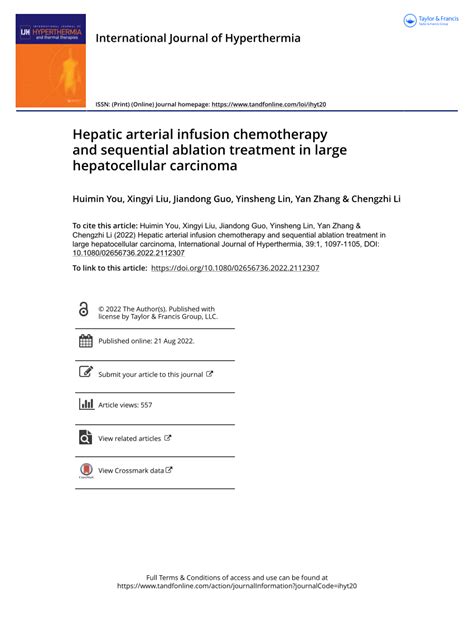 Pdf Hepatic Arterial Infusion Chemotherapy And Sequential Ablation