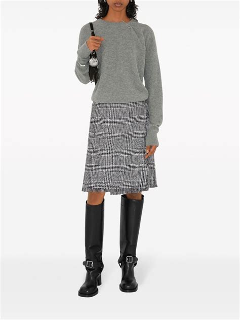 Burberry Equestrian Knight Embroidered Crew Neck Jumper In Grey Modesens