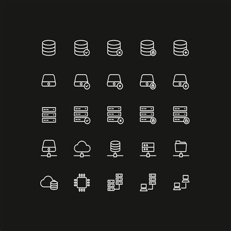 25枚数据存储矢量线性一流设计素材网精选图标 25 Database Storage Icons 设计素材分享一流设计网