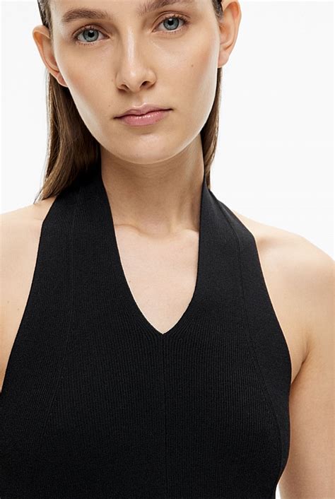Black Halter Neck Knit Womens Sleeveless Tops Witchery