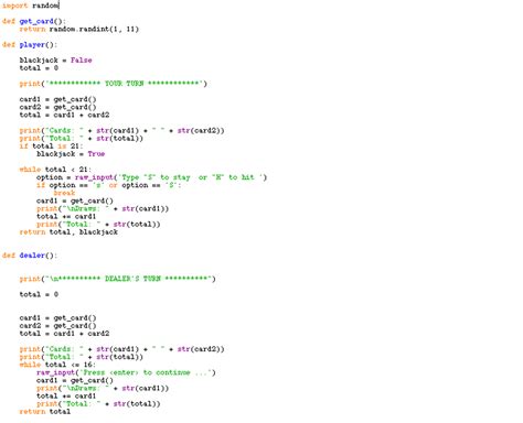 Python Blackjack Game Hey I Need Help Adding To This Chegg