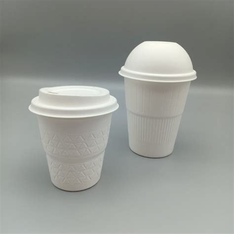 Disposable Compostable Oz Sugarcane Pulp Coffee Drinking Cup With Trangle Pattern Paper Cup