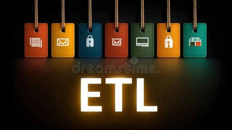 Etl Process Concept With Colorful Tags Illustrating Data Management And
