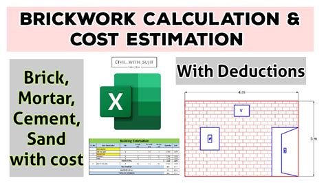 1 Brickwork Calculation And Cost Estimation With Deduction Brick Cement Sand Calculation With