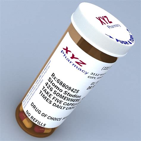 Prescription Bottle Pill Script 3d Model