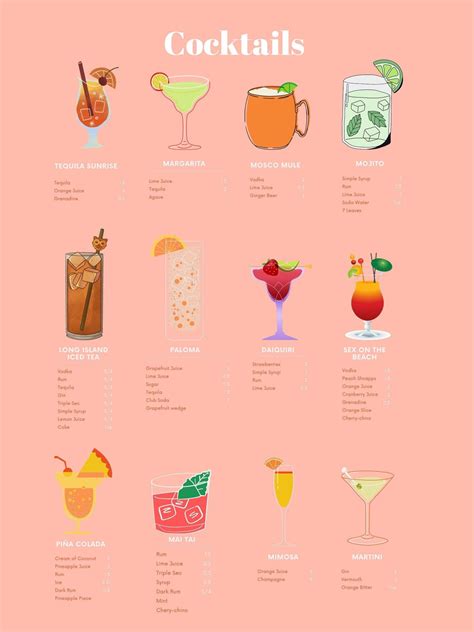 Classic Cocktail Recipe Print Cocktail Poster Cocktail Artkitchen