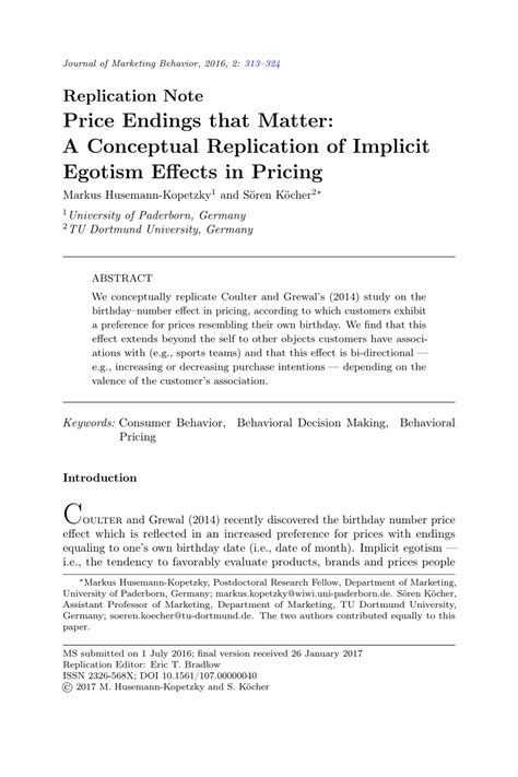 Pdf Price Endings That Matter A Conceptual Replication Of Implicit