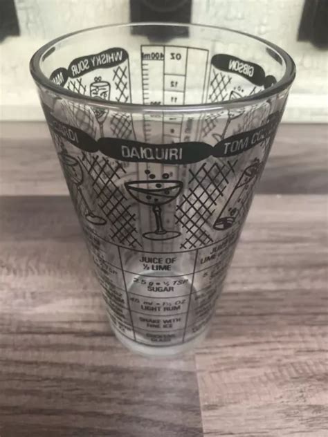 Vintage Glass Cocktail Mixed Drink Recipe Shaker Bar Mixer Retro