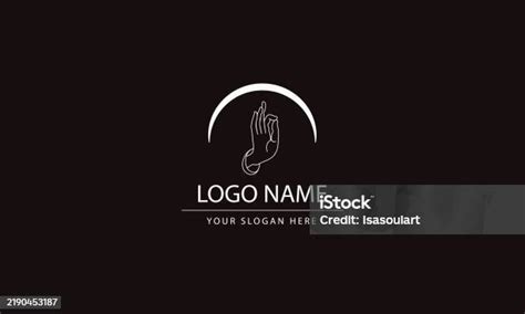 Mudra 핸드 로고 브랜딩 디자인을 위한 명상 손 선형 스타일 기호 요가 손가락 윤곽선 벡터 아이콘입니다 기호 일러스트 레이 션 벡터 가네샤에 대한 스톡 벡터 아트 및