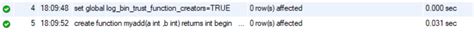 自定义函数报错 error code 1418 this function has none of deterministic no