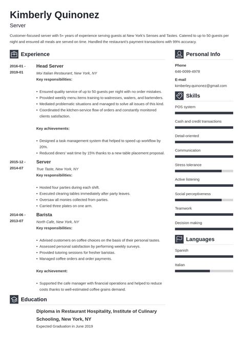 Server Resume Examples And Templates For 2025