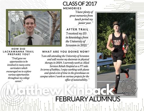 Matthew Kinback February Featured Alumnus Lackawanna Trail School District Home Of The Lions