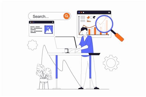 Концепция Seo оптимизации с людьми в плоском дизайне Премиум векторы