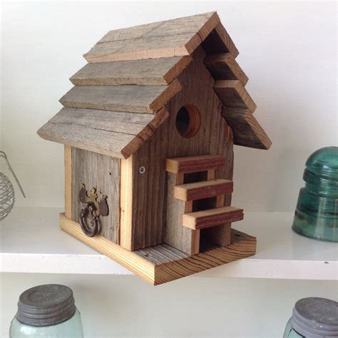 Birdhouse Reclaimed Barnwood Primitive Rustic Birdhouse Wren House By
