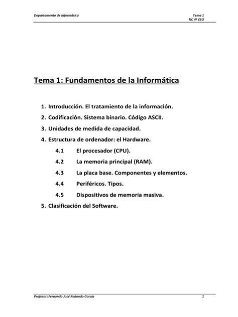 01 Fundamentos De La Informática Pdf Periférico Software De La
