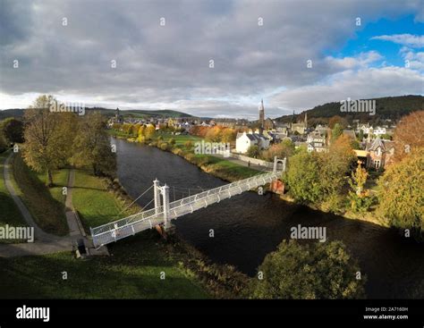 Priorsford Pedestrian Carrying Bridge Crossing The River Tweed At