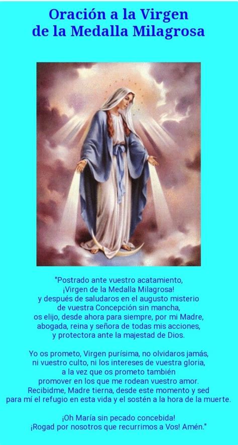 Oracion A La Virgen De La Medalla Milagrosa Oraciones Oracion A La