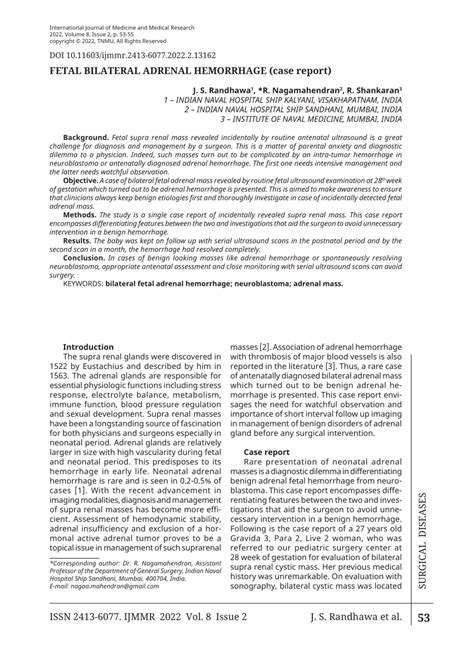 Pdf Fetal Bilateral Adrenal Hemorrhage Case Report