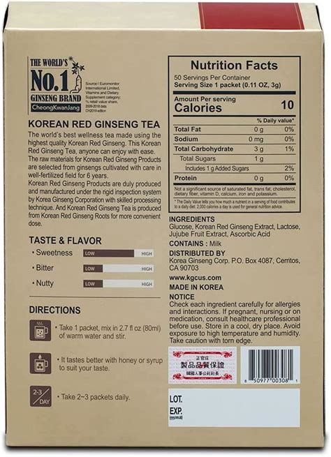 Cheong Kwan Jang Korean Red Ginseng Tea Packets G Each Boost