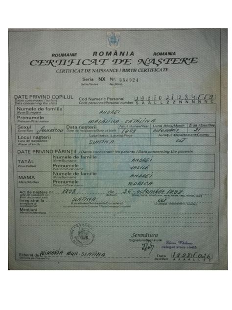 Certificat De Naștere Pdf Pdf