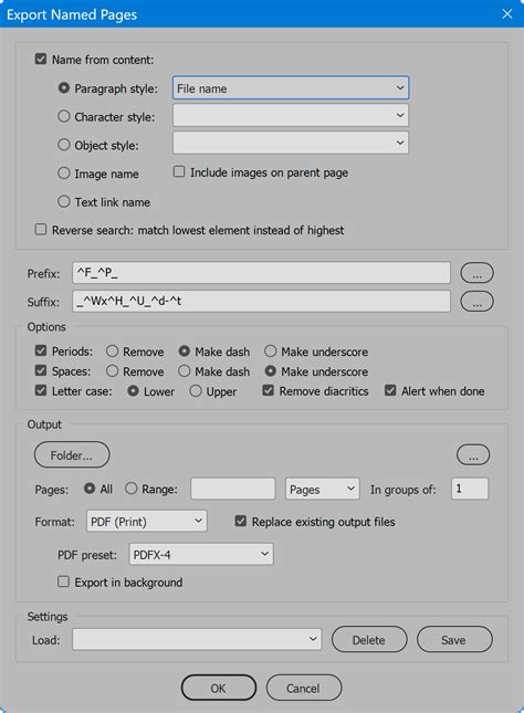 InDesign Script Export Named Pages