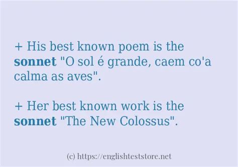 Sonnet In Sentences Englishteststore Blog