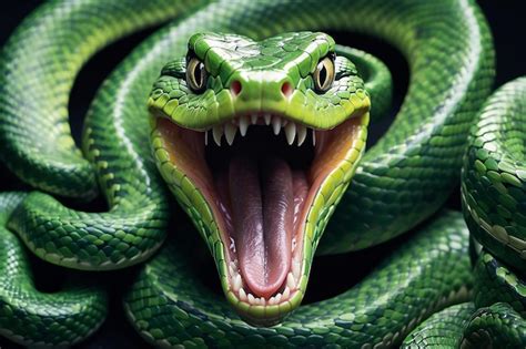 Green Poisonous Snake Premium Ai Generated Image