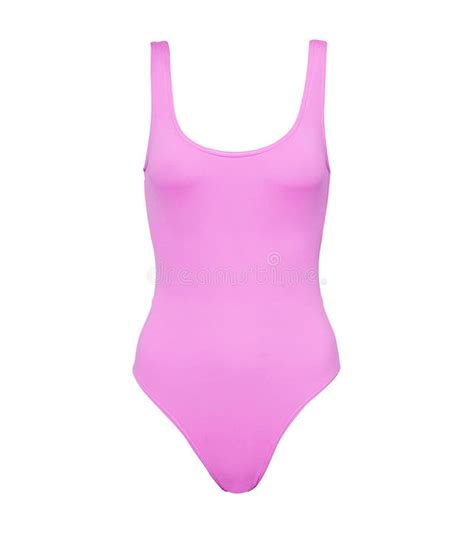 Pink One Piece Swimsuit With Scoop Neckline Stock Illustration