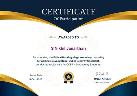 Nikhil Janarthan S On Linkedin Connections Ethicalhacking Certification Cybersecurity Nxtwave…
