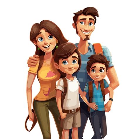 Família homem mulher menino menino vetor em fundo branco Vetor Premium