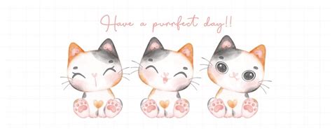 Premium Vector Cute Calico Cat Cartoon Watercolor Illustration Banner