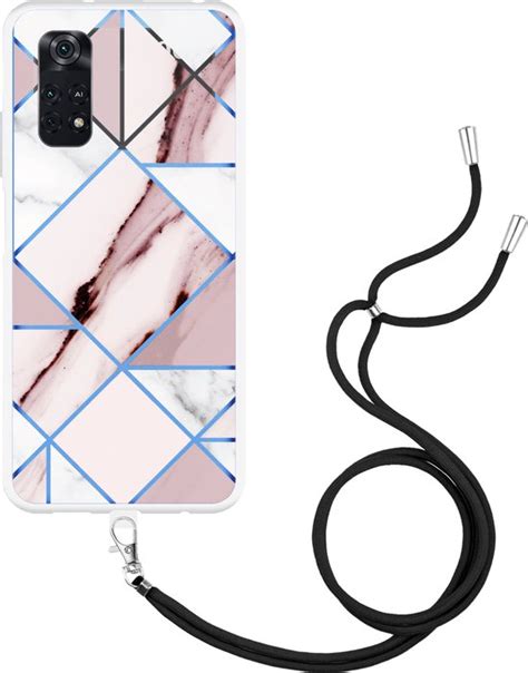 Xiaomi Poco M Pro G Hoesje Met Koord Roze Marmer Designed By Cazy Bol