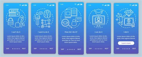 education motivation onboarding mobile app page screen with linear