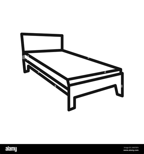 Single Bed Icon Black Line Art Vector In Black And White Outline Set Collection Sign Stock