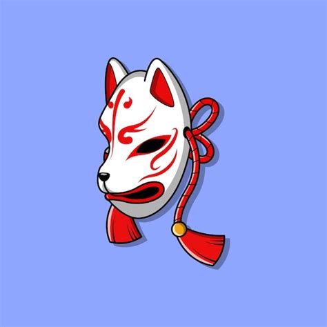 일본 키츠네 마스크 벡터 일러스트 레이 션 프리미엄 벡터