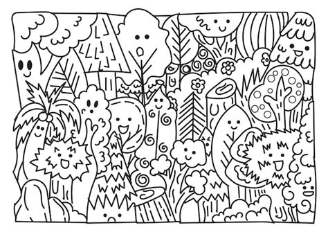 Premium Vector Forrest Tree Doodle Art Illustration