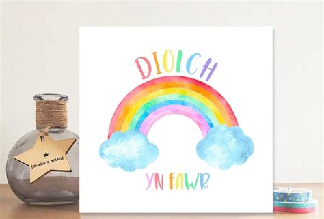 Welsh Thank You Card Diolch Yn Fawr Rainbow Theme Welsh Etsy