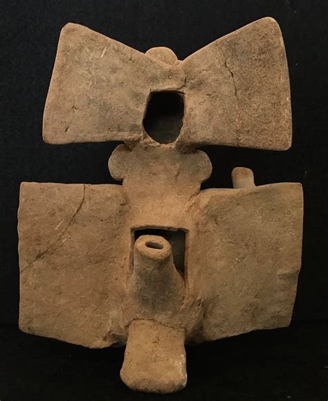 Pre Columbian Veracruz Seated Bat Deity Whistling Figure Mexico