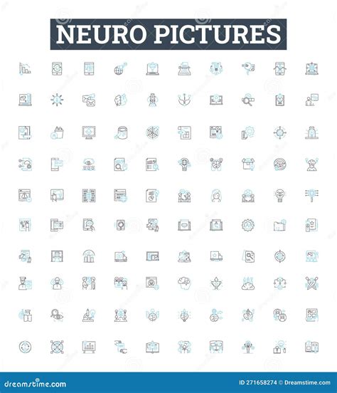 Neuro Pictures Linear Icons Set Brainwaves Neurons Memories