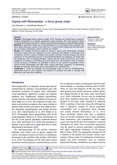 PDF Coping With Fibromyalgia A Focus Group Study