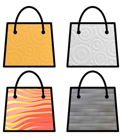 Bolsa De Moda Colorida Colección Aislada Sobre Fondo Blanco Con Trazado