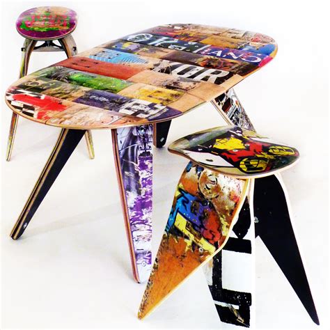 Recycled Skateboard Furniture And Gifts Recycled Skateboard Coffee Table By Deckstool