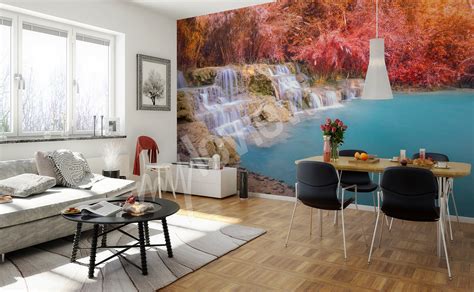 Papiers Peints Chute Deau Mur Aux Dimensions Myloview Fr