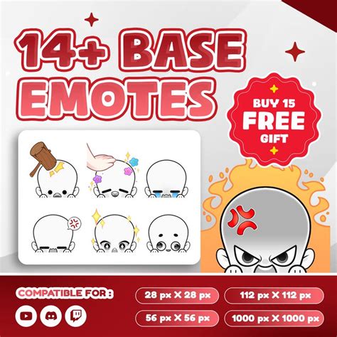 Customizable Twitch Emote Base 14 Kawaii Expressions Template Cute