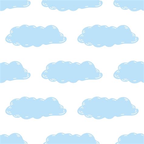 Premium Vector Cute Hand Drawn Cloud Seamless Pattern Flat Vector
