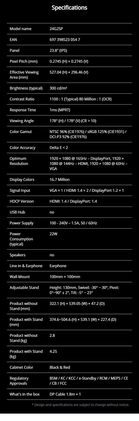 AOC G SP Hz Full HD Ms Adaptive Sync IPS Gaming Monitor G SP Mwave