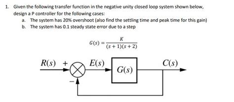 Solved 1 Given The Following Transfer Function In The