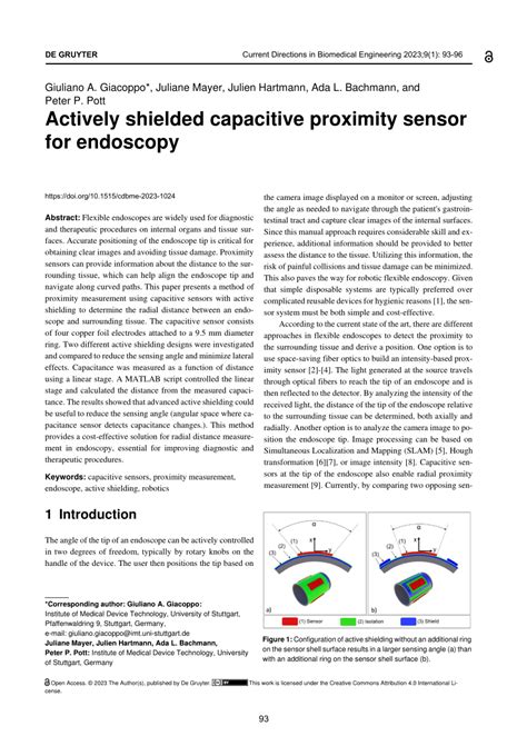 Pdf Actively Shielded Capacitive Proximity Sensor For Endoscopy